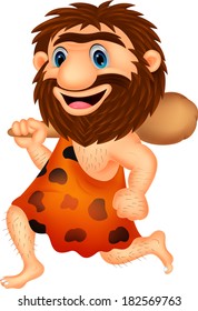 Funny Caveman Cartoon Running Stock Vector (Royalty Free) 182569763 ...