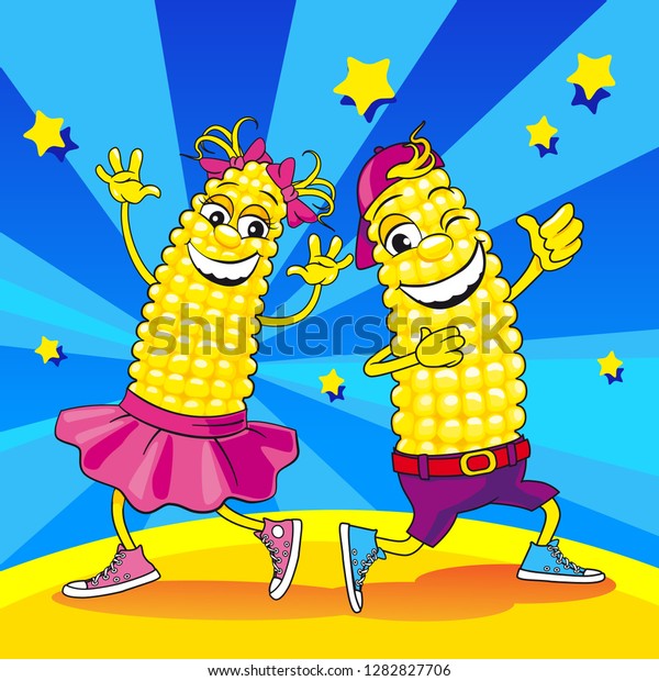 Funny Characters Corn Boy Girl Laugh Stock Vector (Royalty Free) 1282827706
