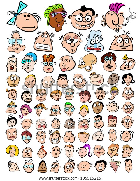 Funny Characters Doodle Cartoons Cute People: เวกเตอร์สต็อก (ปลอดค่า ...