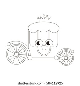 Funny Chariot Cartoon Outlined Object Black Stock Vector (Royalty Free ...