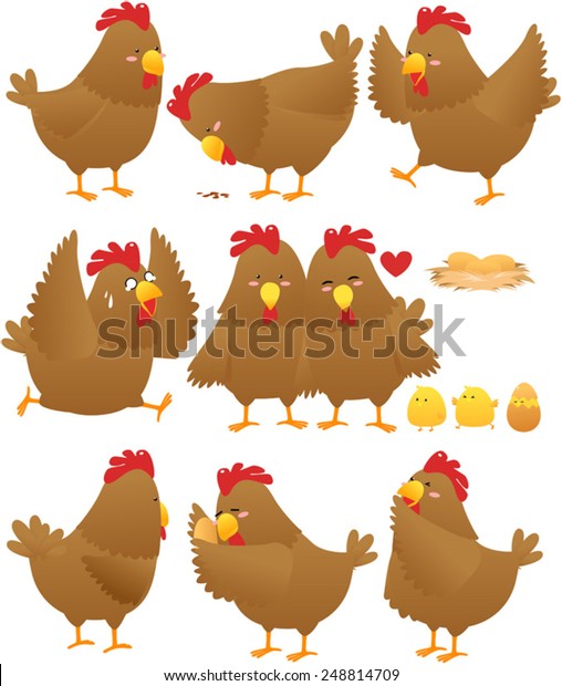 Funny Chicken Cartoon Collection Stock Vector (Royalty Free) 248814709 ...