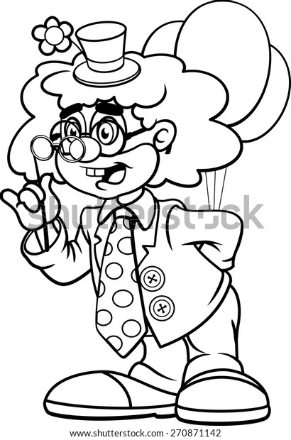 Funny Clown Contour Drawing Vector: vector de stock (libre de regalías ...