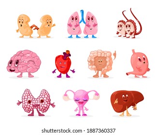 Funny Collection Body Organs Brain Intestine Stock Vector (Royalty Free ...