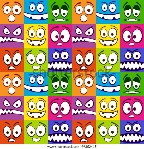 Funny Colorful Emotions Seamless Pattern Stock Vector (Royalty Free ...