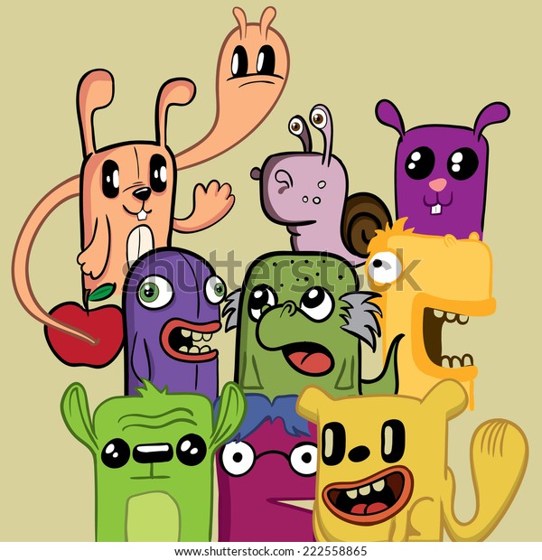Funny Comic Characters Colorful Illustration Stock Vector (Royalty Free ...