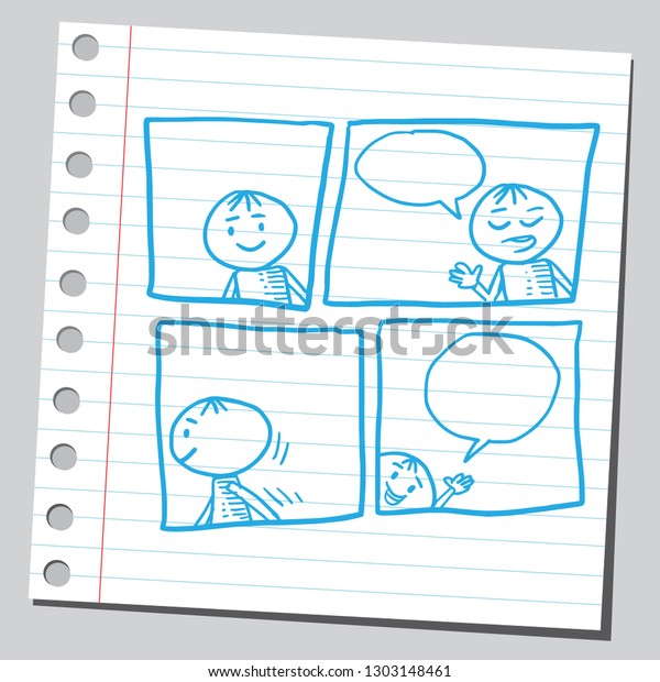 Funny Comic Frames Kid Who Speaking Stock Vector (Royalty Free) 1303148461