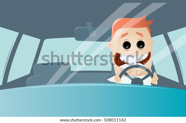Funny Comic Man Driving Car Stock Vector (Royalty Free) 508011142