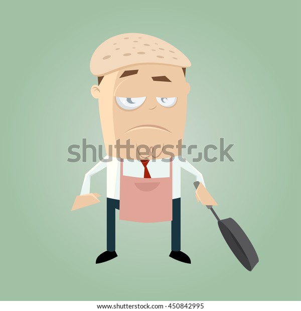 Funny Comic Man Pancake On His Stock Vector (Royalty Free) 450842995 ...