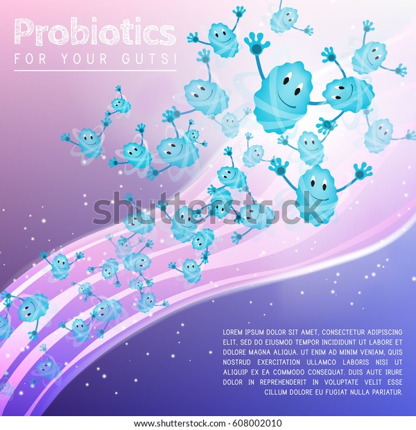 Funny Comic Probiotics Bacteria Characters Microbiological Stock Vector ...