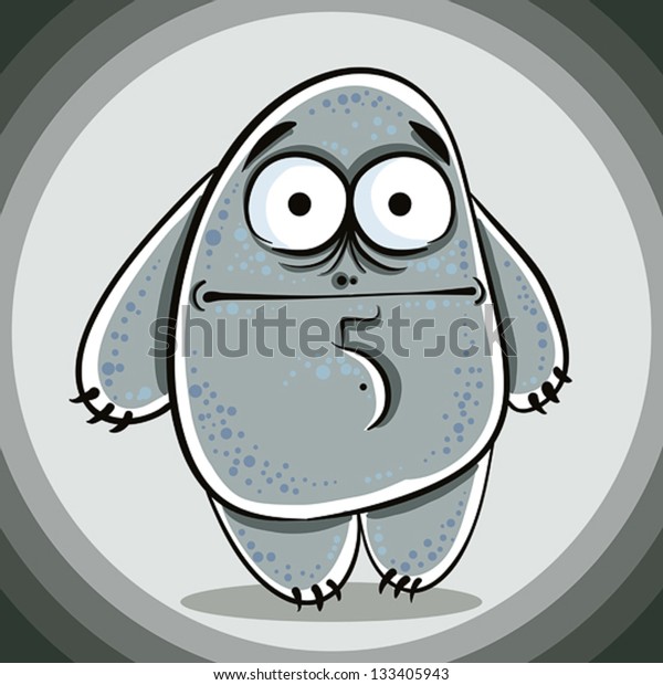 Funny Confused Cartoon Monster Vector Illustration Stock Vector ...