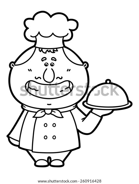 Funny Cook Vector Illustration Coloring Page Stock Vector (Royalty Free ...