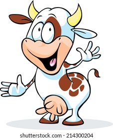 Vector Illustration Running Cow Cartoon Stock Vector (Royalty Free ...