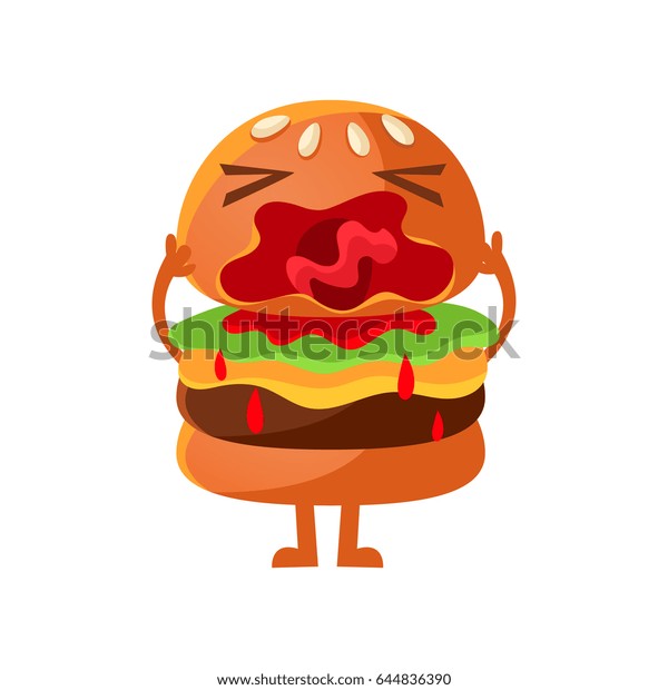 Funny Crying Screaming Burger Cute Cartoon Stock Vector (Royalty Free ...