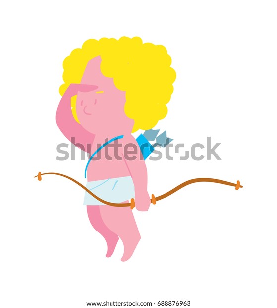 Funny Cupid Character Isolated Icon Happy Stock Vector (Royalty Free ...