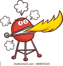 Funny Cute Angry Red Standing Grill Stock Vector (Royalty Free ...