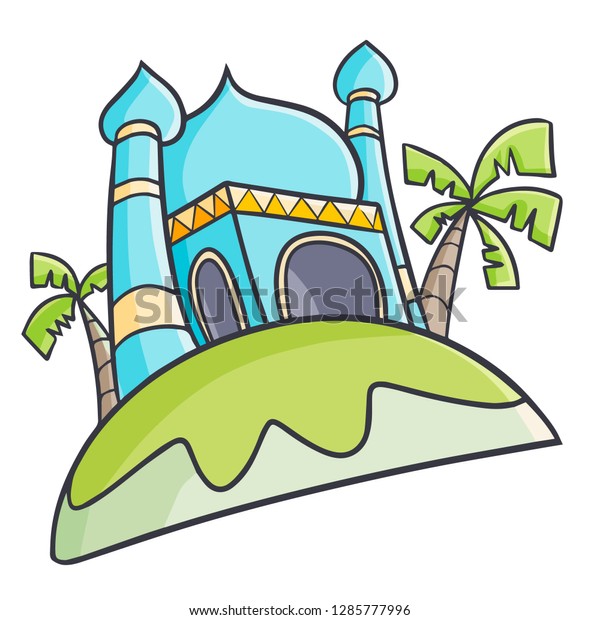 Funny Cute Blue Mosque Doing Pray Stock Vector (Royalty Free ...