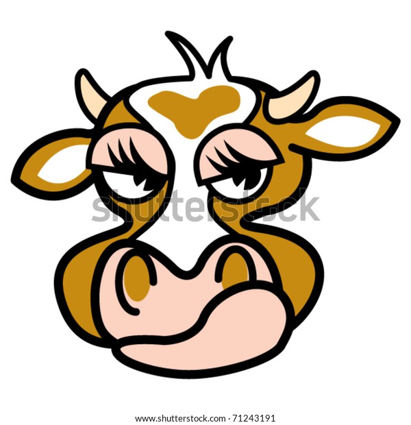 Funny Cute Cartoon Cow Mad Angry Stock Vector (Royalty Free) 71243191