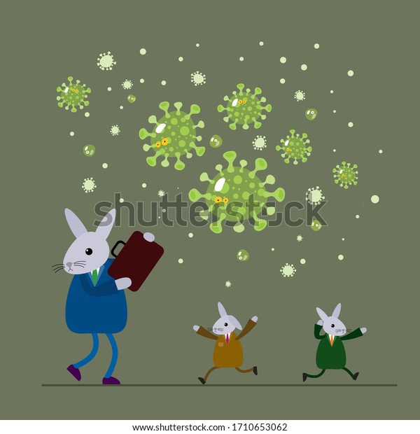 Funny Cute Cartoon Hare Protected Viruses Stock Vector (Royalty Free ...