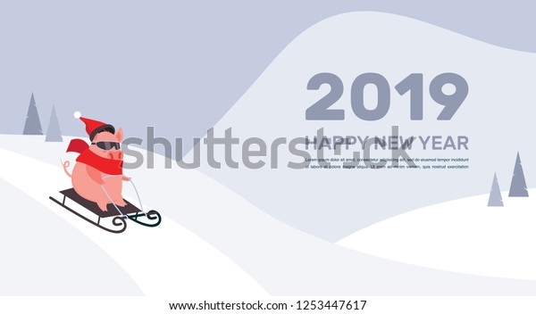 Funny Cute Cartoon Pig Sliding Down Stock Vector (Royalty Free ...