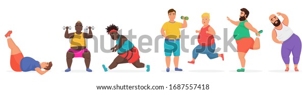 Funny Cute Chubby Fat Man Characters Stock Vector (Royalty Free ...