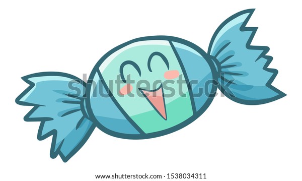 Funny Cute Green Candy Laughing Happily: vector de stock (libre de ...