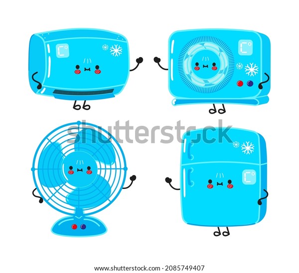 Funny Cute Happy Air Conditioning Fridge Stock Vector (Royalty Free ...