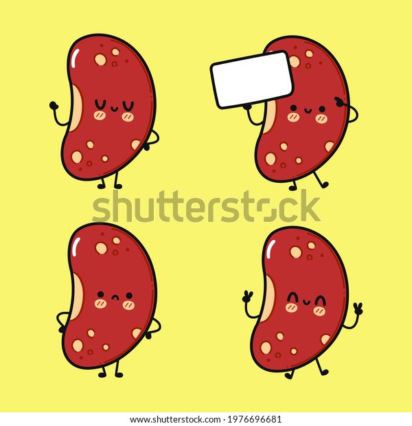 Funny Cute Happy Bean Characters Bundle Stock Vector (Royalty Free ...