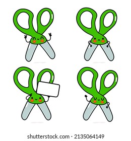 Funny Cute Happy Scissors Characters Bundle Stock Vector (Royalty Free ...