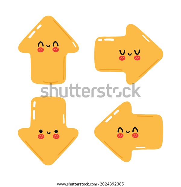Funny Cute Happy Yellow Arrows Characters Stock Vector (Royalty Free ...