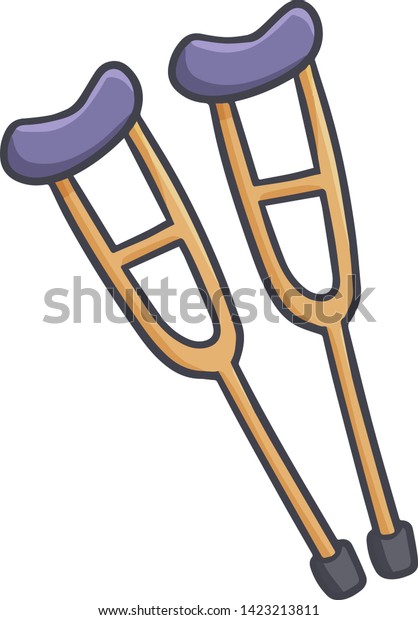 Funny Cute Limp Leg Stick Helping Stock Vector (Royalty Free ...