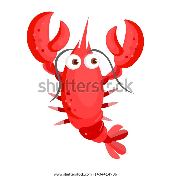 Funny Cute Lobster Smiling Character Stock Vector (Royalty Free ...