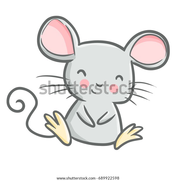 Funny Cute Mouse Sitting Smiling Happily Stock Vector Royalty Free