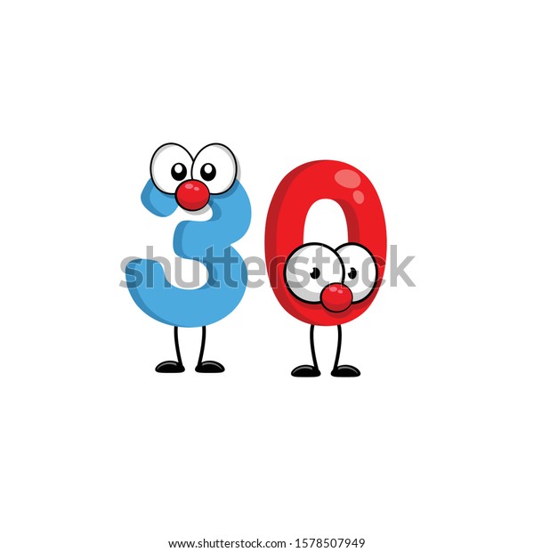 Funny Cute Number 30 Eye Comic Stock Vector (Royalty Free) 1578507949 ...