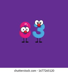 gracioso lindo número 83 con ojo: vector de stock (libre de regalías ...