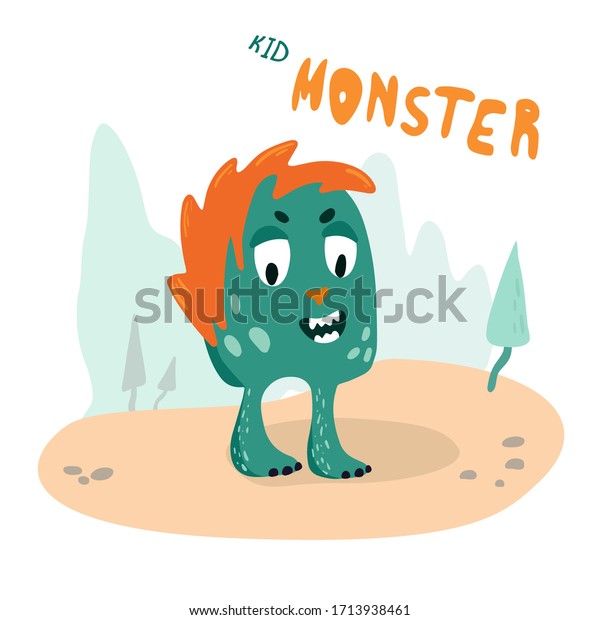 Funny Cute Spooky Cartoon Monsters Kids Stock Vector (Royalty Free ...