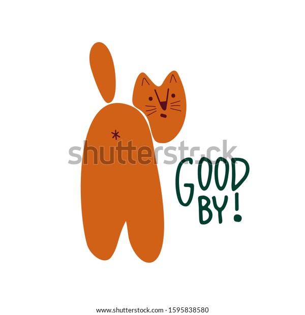 Funny Cute Vector Illustration Goodbye Lettering Stock Vector (Royalty ...