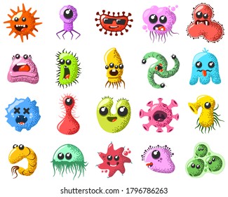 Cartoon Set Different Characters Microorganismsfunny Collection Stock ...