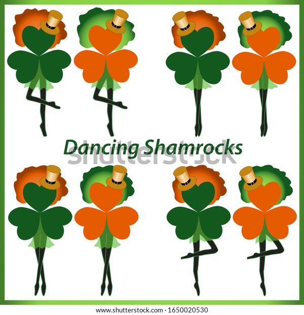 Funny Dancing Shamrocks Stylized Irish Dance Stock Vector (Royalty Free ...
