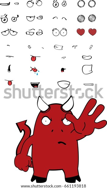 Funny Demon Cartoon Expressions Set Vector Stock Vector (Royalty Free ...