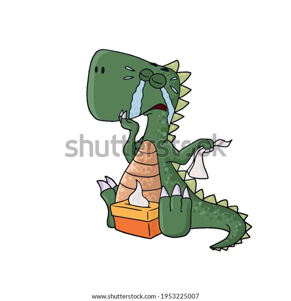 Funny Dinosaur Cryingchildrens Vector Design On Stock Vector (Royalty ...