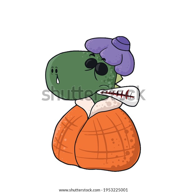 Funny Dinosaur Sick Childrens Vector Design Stock Vector (Royalty Free ...