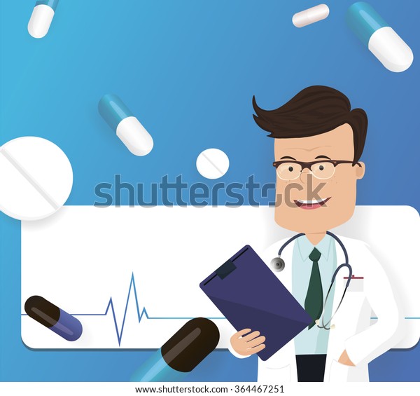 Funny Doctor Character Isolated Vector Illustrationa Stock Vector ...