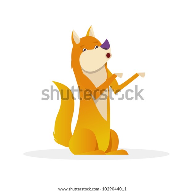 Funny Dog Raised Tail Sitting Vector Stock Vector (Royalty Free ...