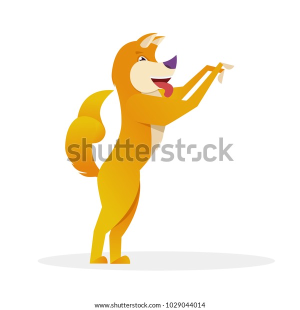 Funny Dog Raised Tail Standing Waiting Stock Vector (Royalty Free ...