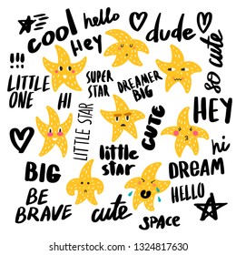 Funny Doodle Star Collection Vector Illustration Stock Vector (Royalty ...