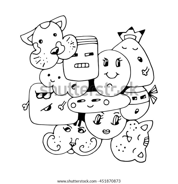 Funny Doodles Vector Stock Vector (Royalty Free) 451870873 | Shutterstock