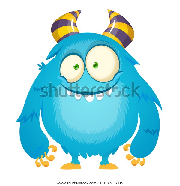 Funny Dumb Blue Fluffy Cartoon Monster Stock Vector (Royalty Free ...