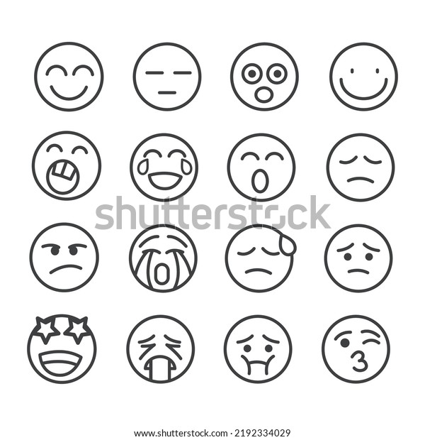 Funny Emoticons Faces Icon Set Isolated Stock Vector (Royalty Free ...