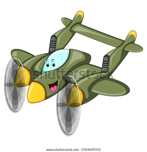 Funny Fighter Jet Plane Cartoon Vector Stock Vector (Royalty Free ...