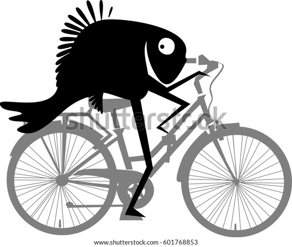Stock vektor „Funny Fish On Bicycle“ (bez autorských poplatků) 601768853